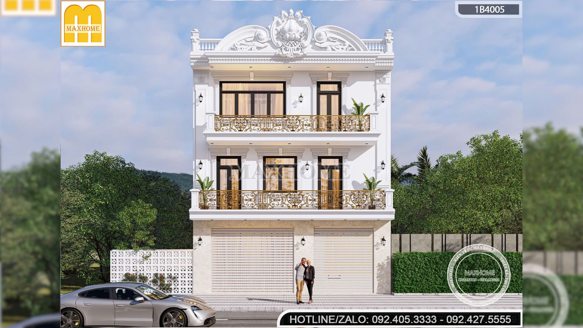 Giải pháp thiết kế nhà phố tân cổ điển 3 tầng đẹp hút mắt